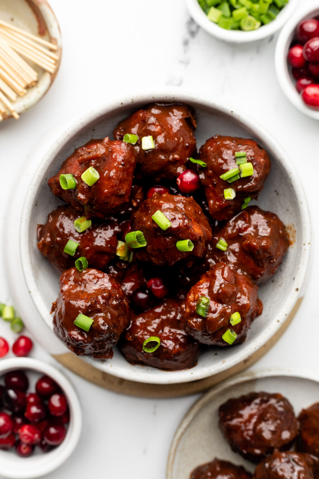 Slow Cooker Cranberry BBQ Meatballs - All the Healthy Things