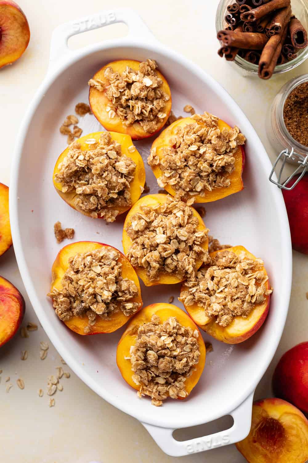Baked Peaches with Crisp Topping - All the Healthy Things