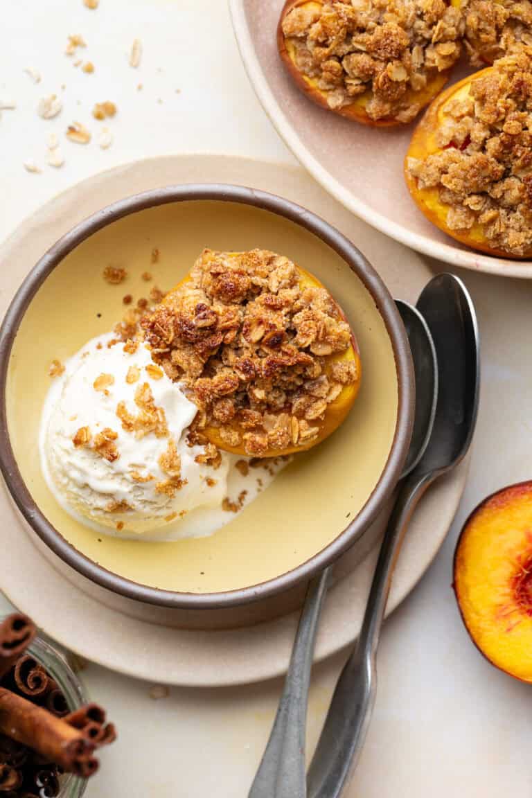 Baked Peaches with Crisp Topping - All the Healthy Things