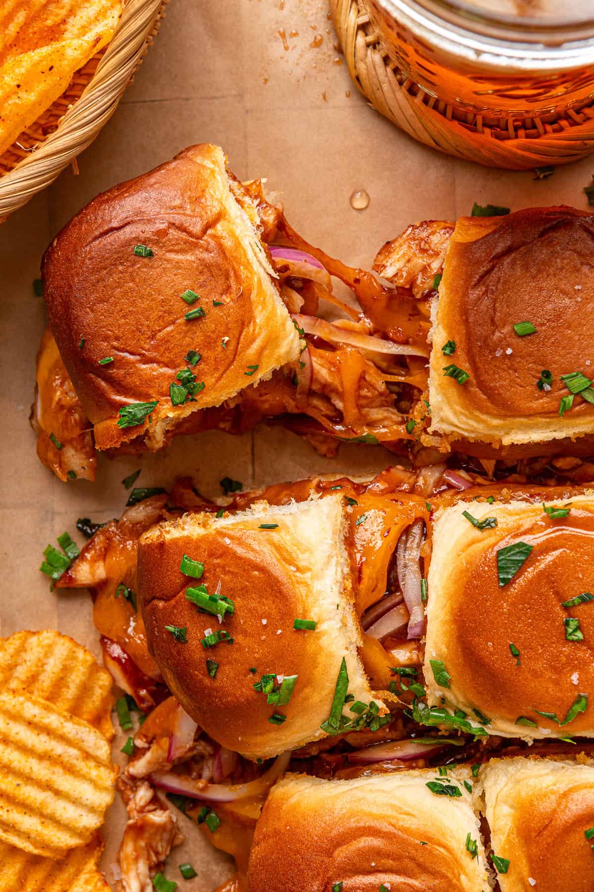 Chipotle Cheddar BBQ Chicken Sliders - All the Healthy Things