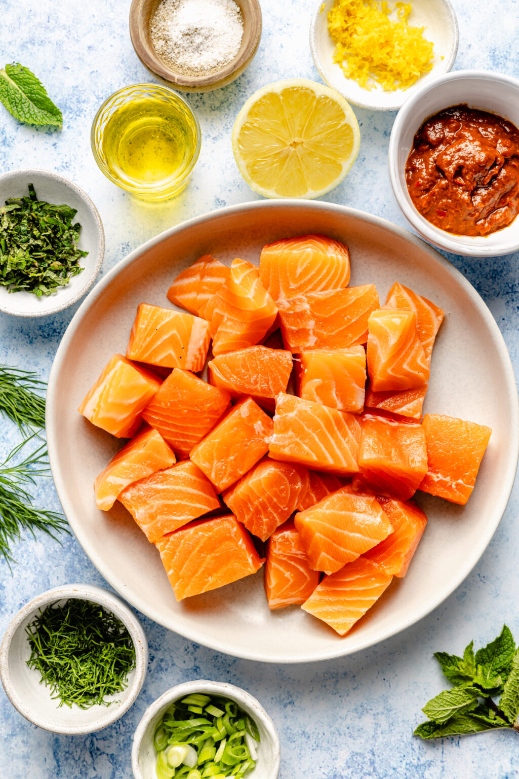 Herby Harissa Marinated Salmon - All the Healthy Things