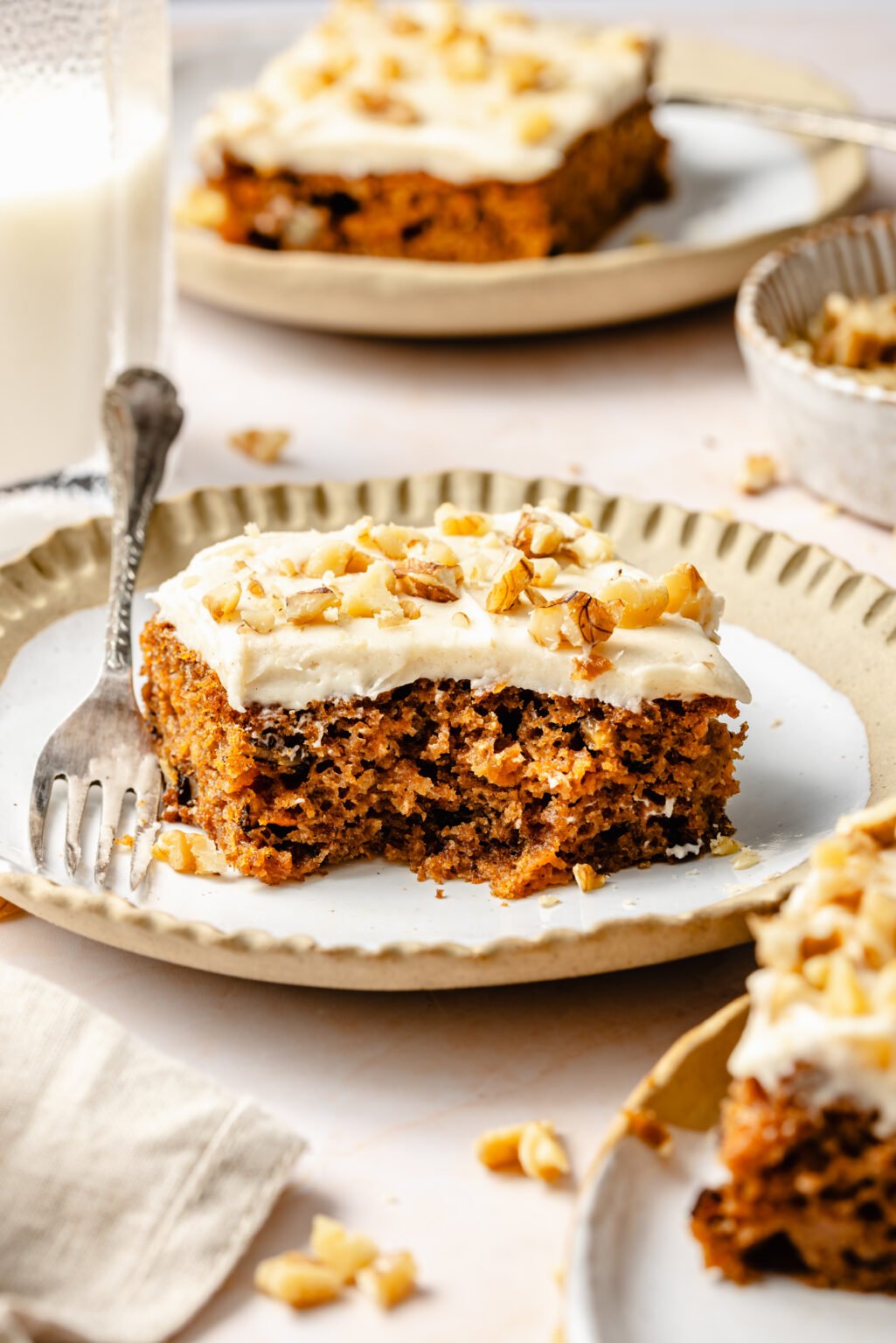 Spiced Carrot Cake Bars with Cream Cheese Frosting - All the Healthy Things