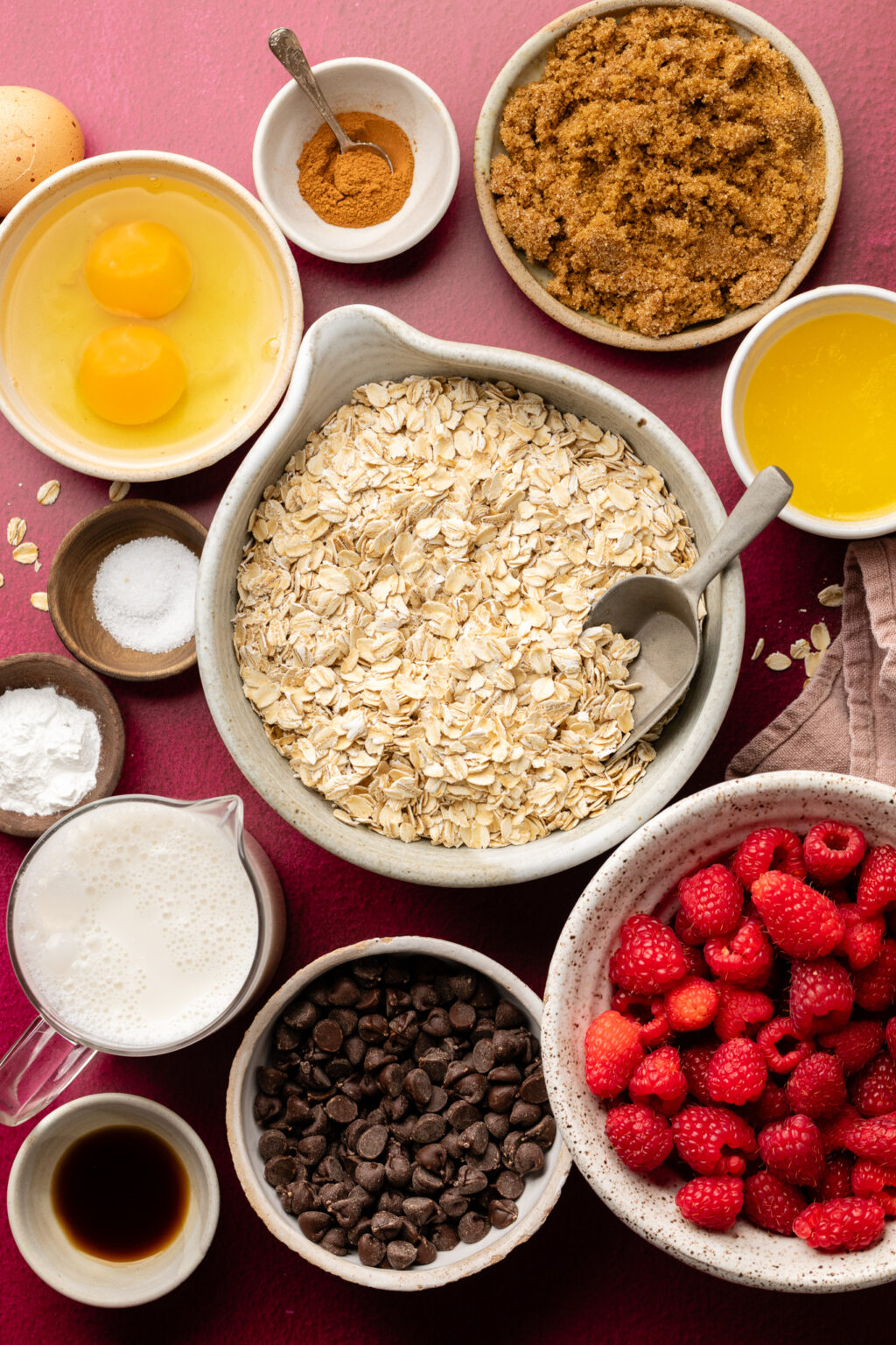 Raspberry Baked Oatmeal with Chocolate Chips - All the Healthy Things