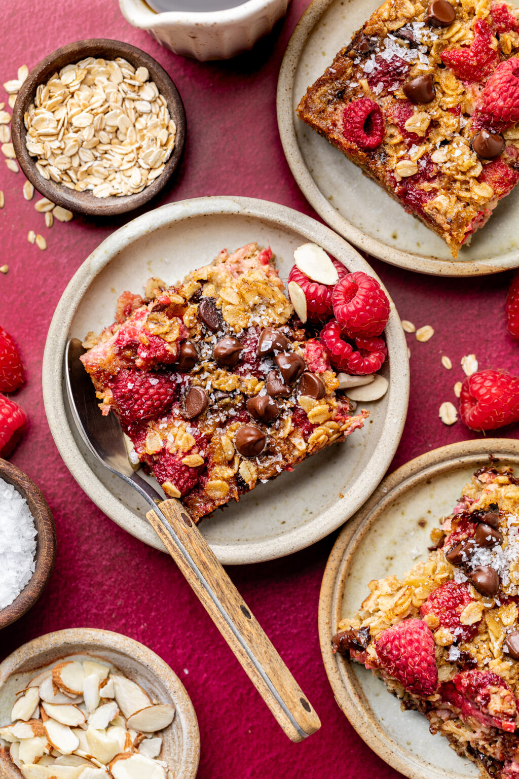 Raspberry Baked Oatmeal with Chocolate Chips - All the Healthy Things